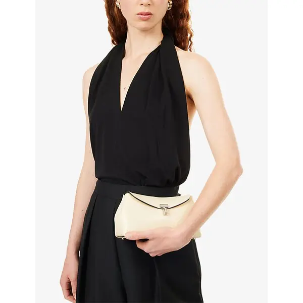 TOTEME Mini T-lock Leather Clutch Bag - Champagne