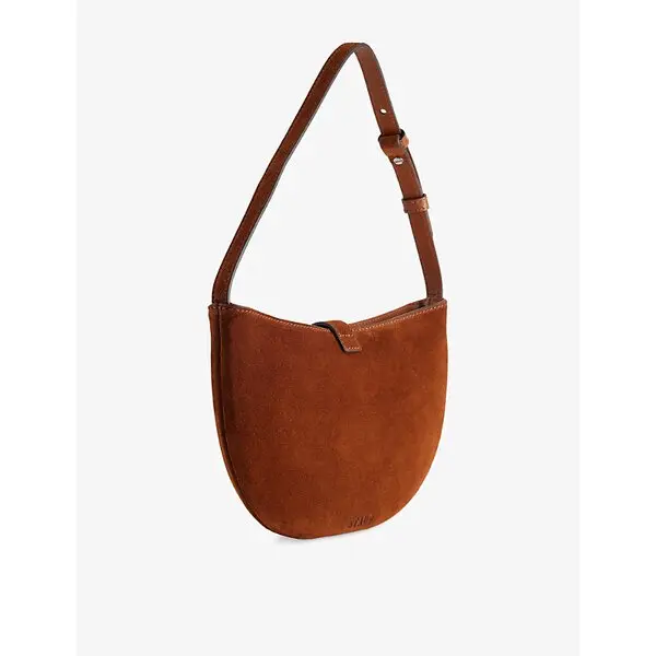 Staud Harlow Crescent Suede Shoulder Bag - Tabac