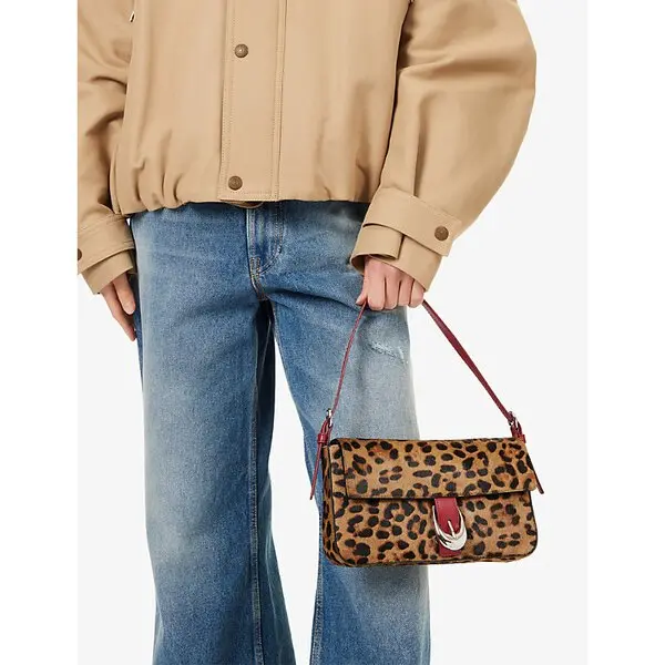 Staud Harlow Leopard Print Leather Shoulder Bag - Cheetah