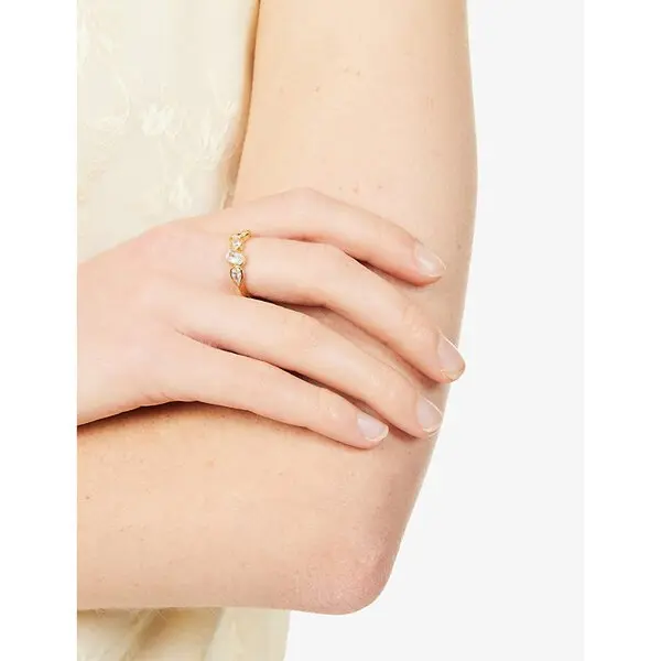 INDIGO LUNE 18ct Plated Stainless Steel Ring With Cubic Zirconia