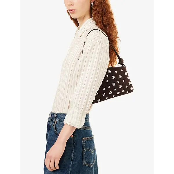 Staud Dani Suede Shoulder Bag With Stud Embellishments