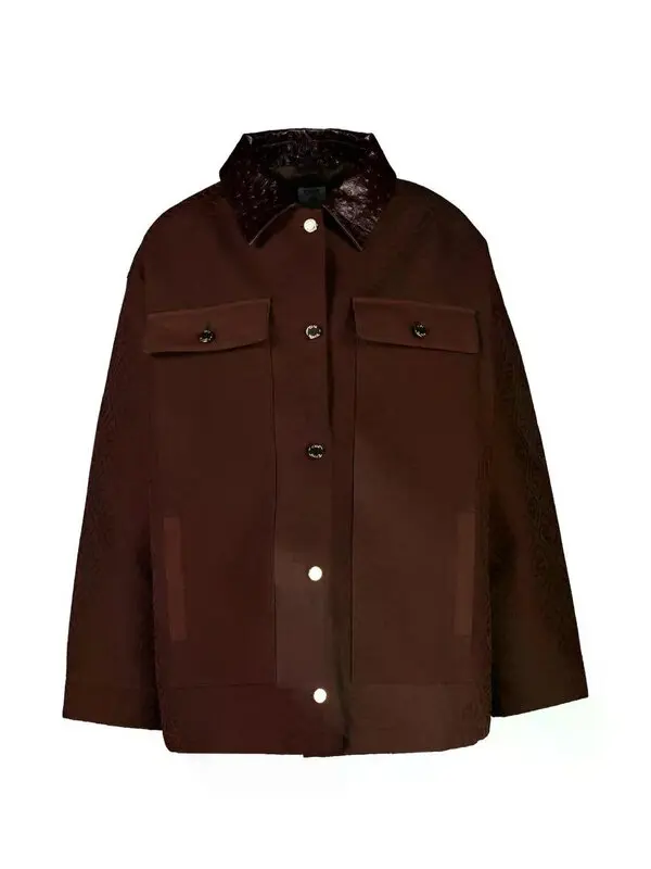 Casablanca Logo-jacquard Leather Collar Jacket - Brown