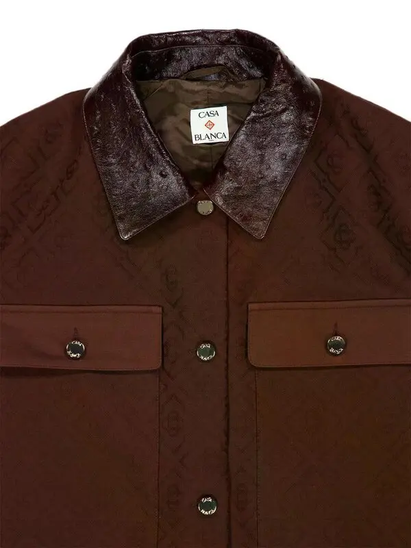 Casablanca Logo Jacquard Leather-collar Jacket