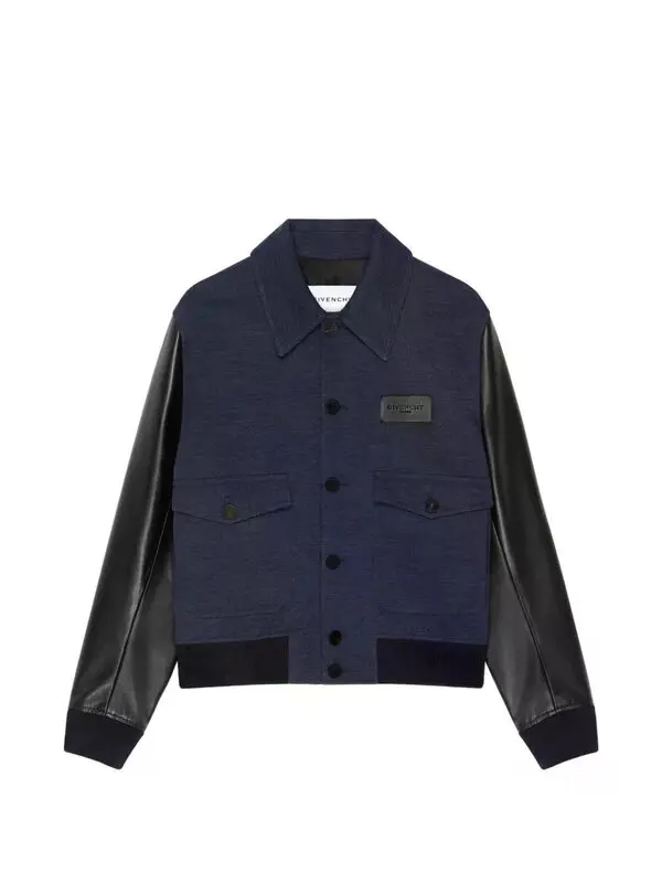 Givenchy Leather-sleeve Panelled Jacket - Blue