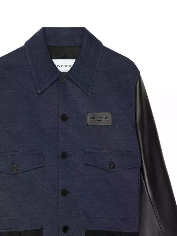 Givenchy Leather-sleeve Panelled Jacket - Blue