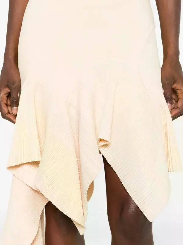 Sandro Asymmetric Ruffled Knitted Mini Dress - Neutrals