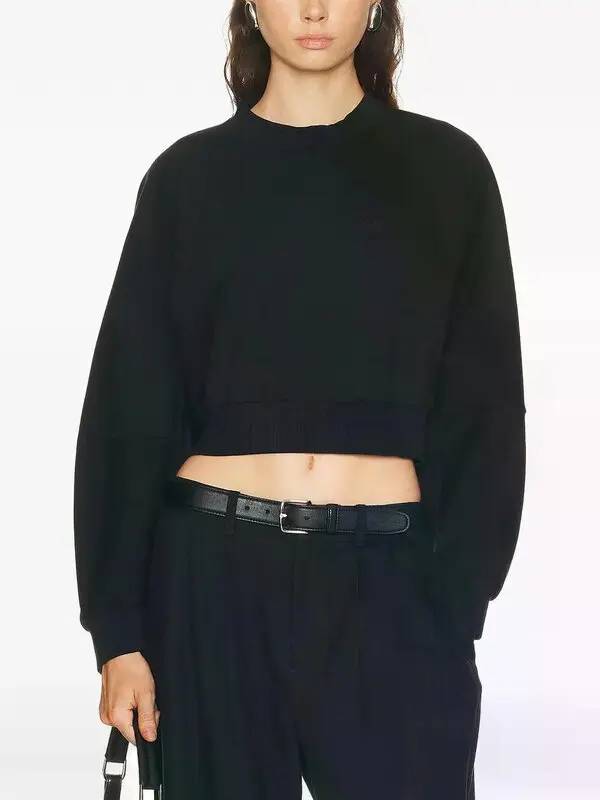 Givenchy Logo Embroidered Cropped Sweatshirt - Black