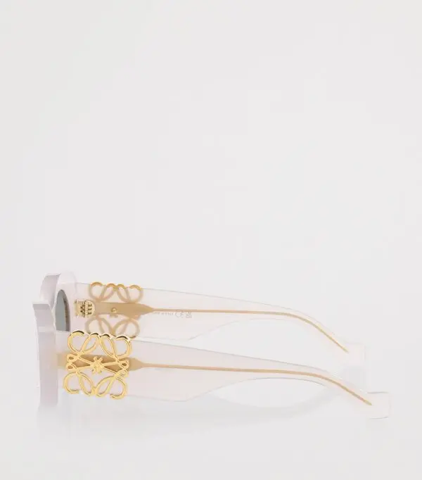 Loewe Anagram Bevelled Oval Sunglasses - White