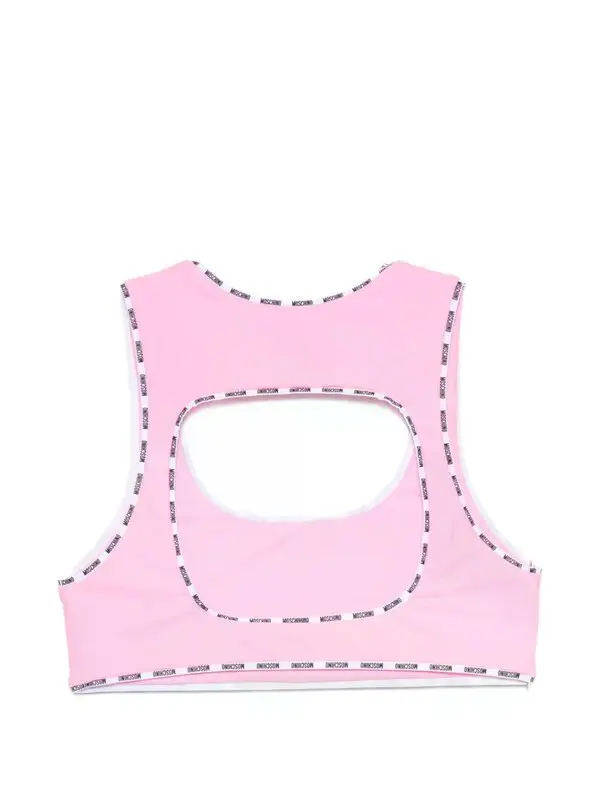 Moschino Logo-tape Cut-out Bra - Pink
