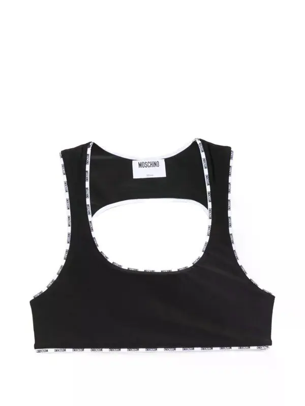 Moschino Logo-trim Cut-out Bra - Black