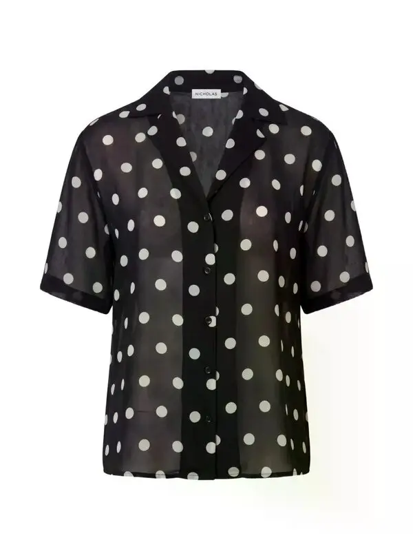 NICHOLAS Sonora Relaxed Crop Shirt Polka Dot Print - Black