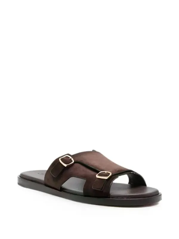 Santoni Double-buckle Suede Sandals