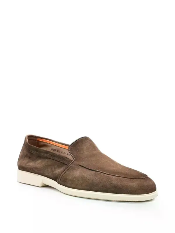 Santoni Suede Slip-on Loafers - Brown
