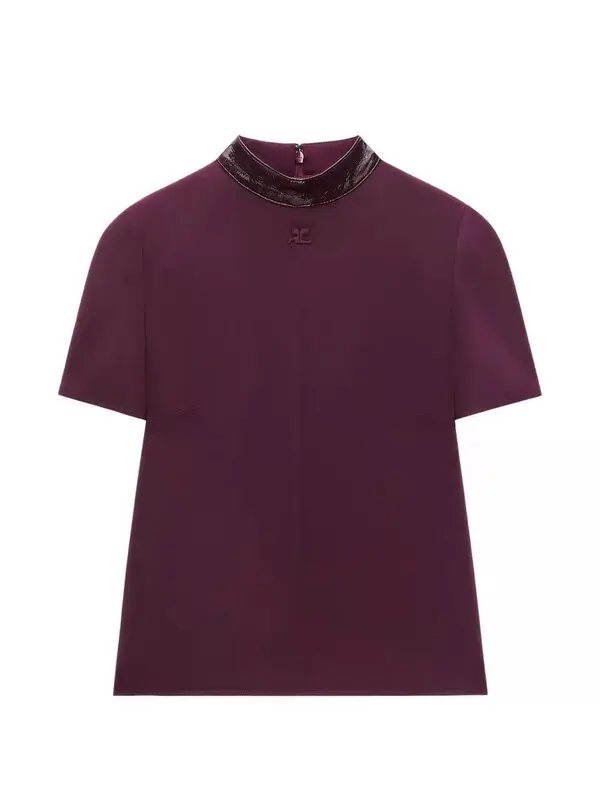 COURREGES Heritage Vinyl-collar Logo-patch Blouse - Red