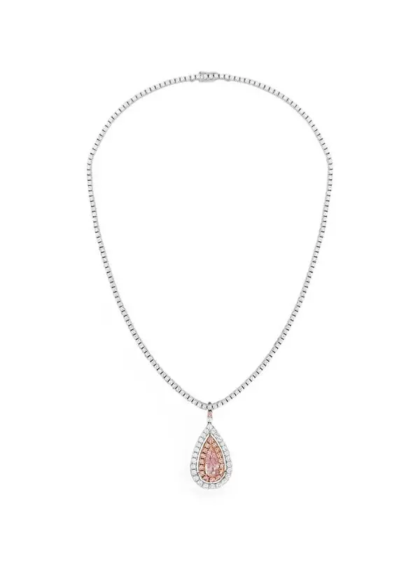 HYT JEWELRY Diamond Double Halo Pendant Necklace - Silver