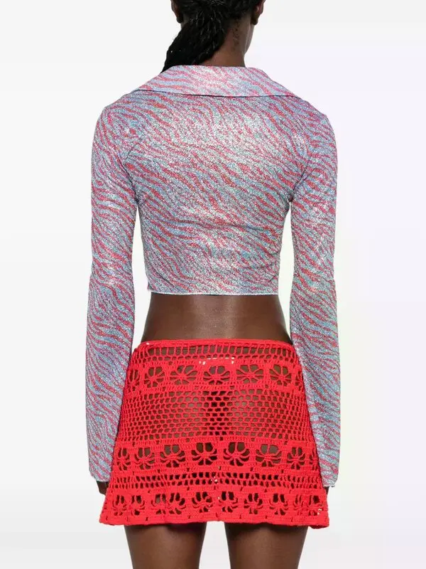 Oseree Animalier Zebra-print Slim-fit Top - Blue