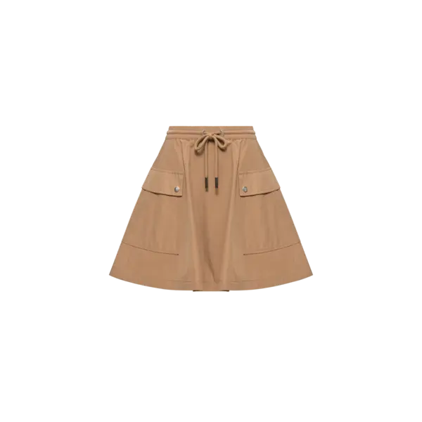 Moncler Cotton Blend A-line Mini Skirt - Beige