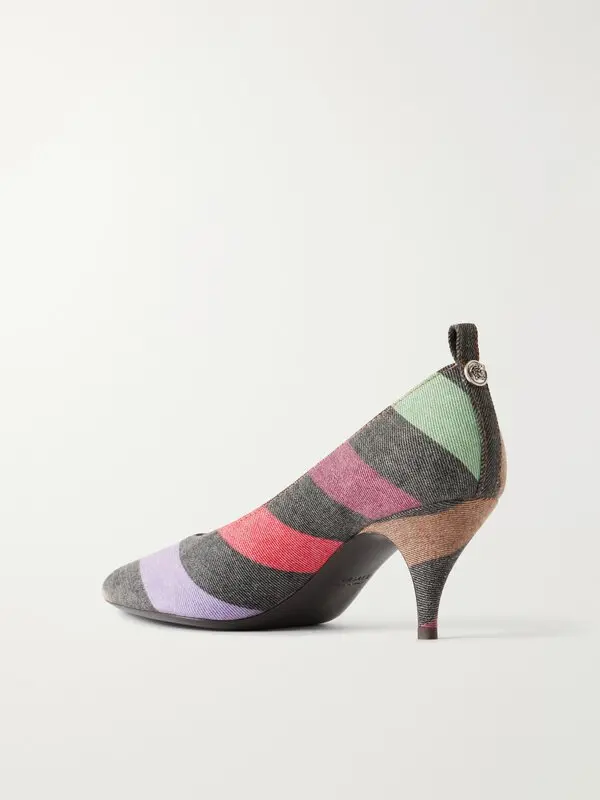 Versace Striped Denim Pumps - Multi