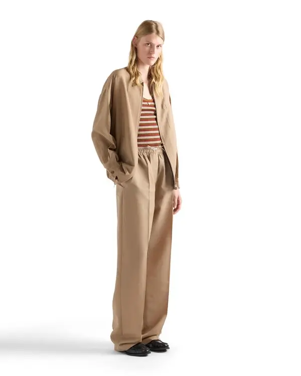 Prada Light Mohair Straight-leg Drawstring Trousers