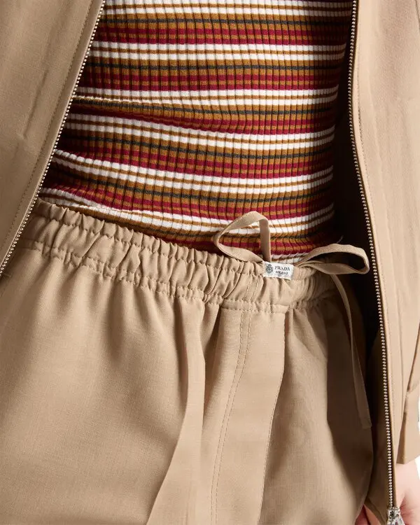 Prada Light Mohair Straight-leg Drawstring Trousers