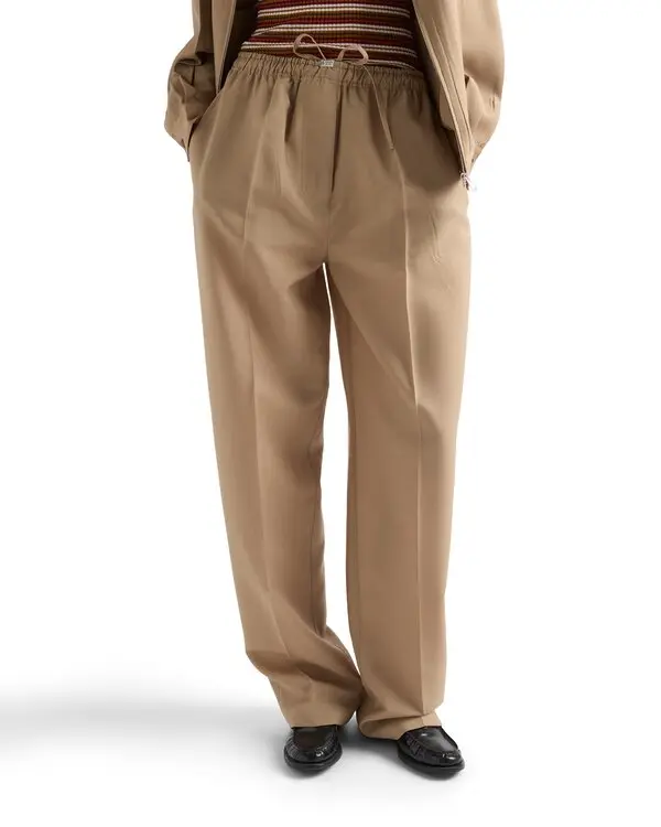 Prada Light Mohair Straight-leg Drawstring Trousers