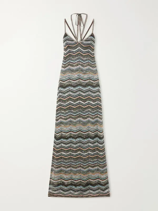 Missoni Striped Metallic Crochet-knit Maxi Dress - Multi