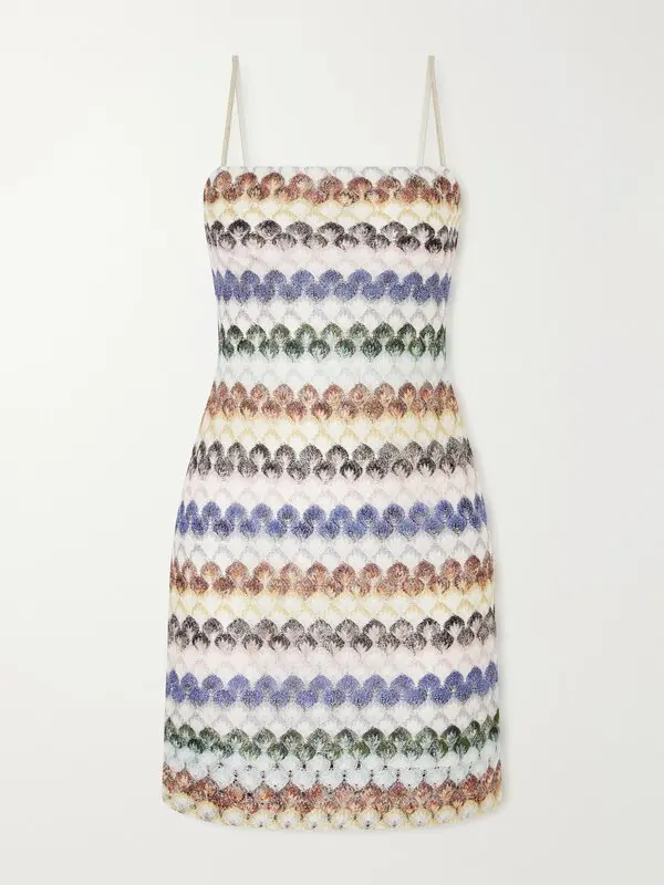 Missoni Striped Metallic Crochet-knit Mini Dress - Multi