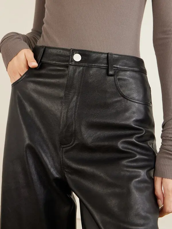 ARMA Leather Barrel Leg Trousers