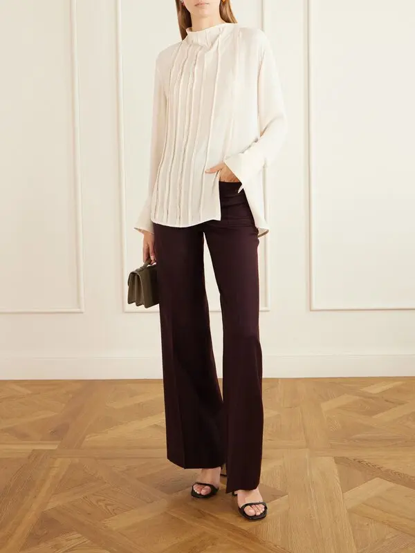 Victoria Beckham Pleated Georgette Blouse