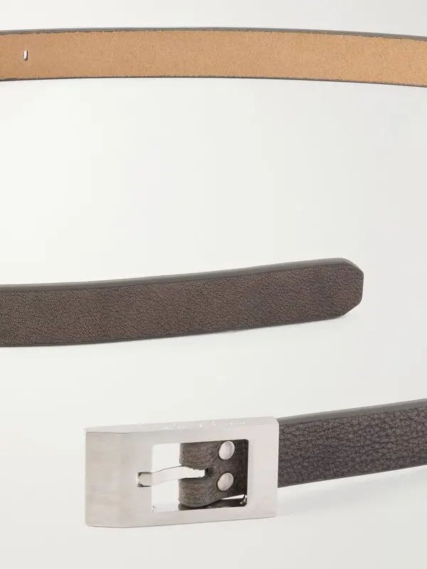 Rick Owens Leather Belt With Silver-tone Buckle