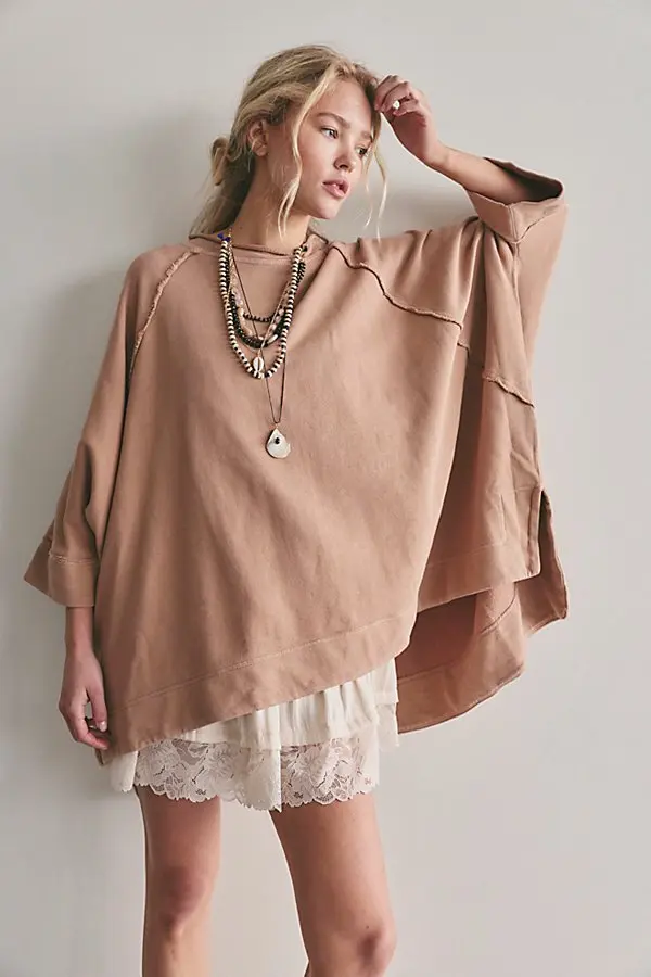 Free People We The Free All Here Oversized Sweatshirt - Soft Wood
