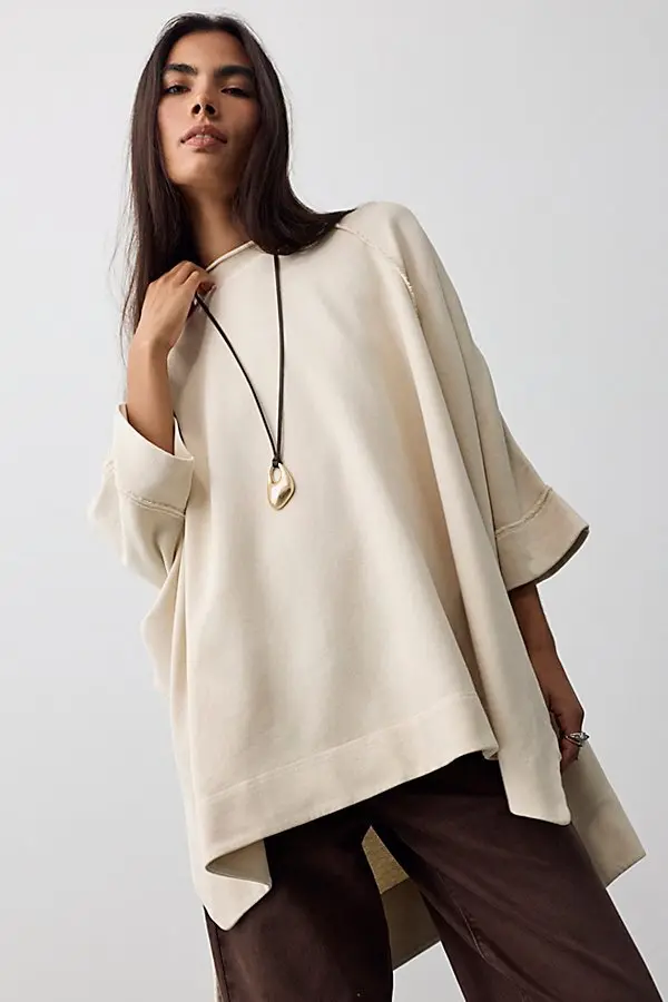 Free People We The Free All Here Oversized Sweatshirt - Tea