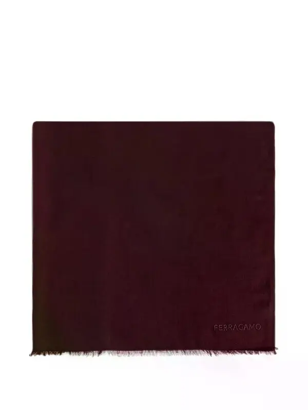 FERRAGAMO Embroidered-logo Cashmere Scarf - Red