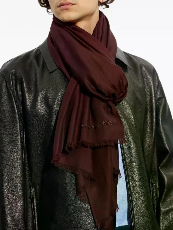 FERRAGAMO Embroidered-logo Cashmere Scarf