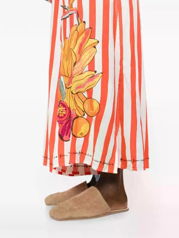 Farm Rio Striped Palazzo Pants With Fruit Embroidery