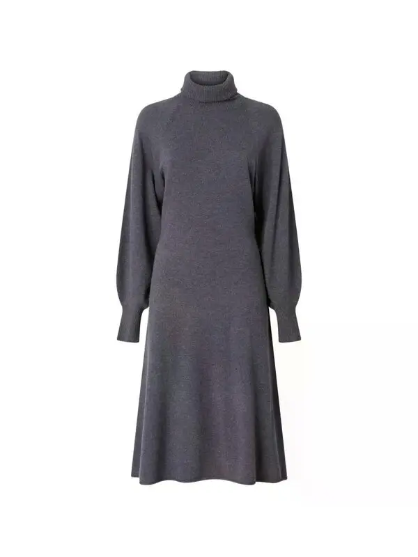 Pinko Roll Neck Balloon Sleeve Midi Dress - Grey
