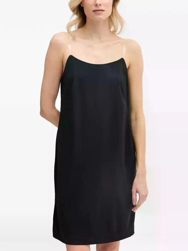 Dkny Transparent Strap Plunge-back Mini Dress - Black