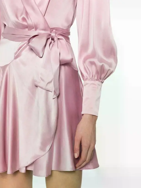 Zimmermann Long-sleeve Wrap Silk Minidress