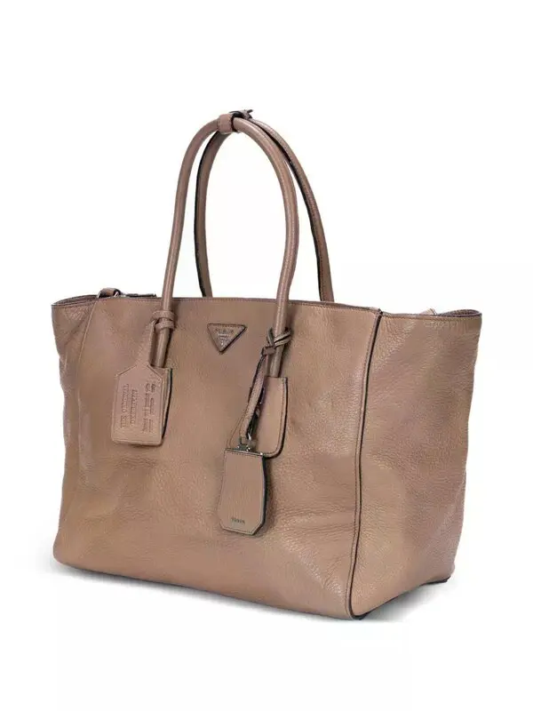 Prada Logo Plaque Tote Bag