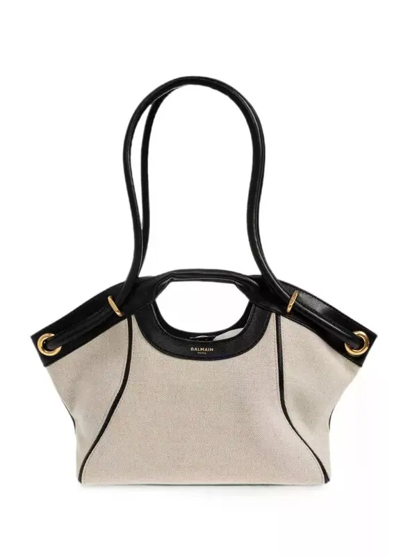 Balmain Calf Leather-trimmed Canvas Tote Bag