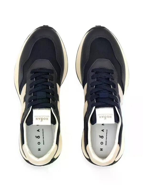 Hogan Panelled Logo Patch Lace-up Sneakers - Blue