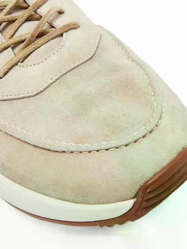 Loro Piana Suede Round Toe Lace-up Sneakers - Grey