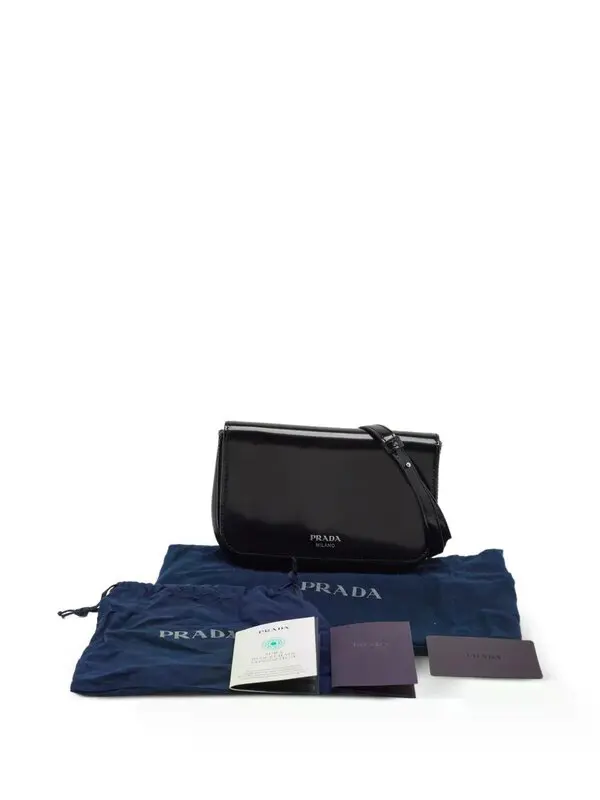 Prada Brushed Leather Flap Crossbody Bag