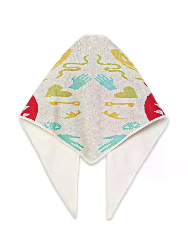 NEVER FULLY DRESSED Graphic-print Intarsia-knit Shawl