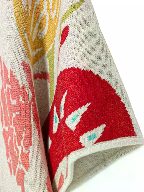 NEVER FULLY DRESSED Graphic-print Intarsia-knit Shawl