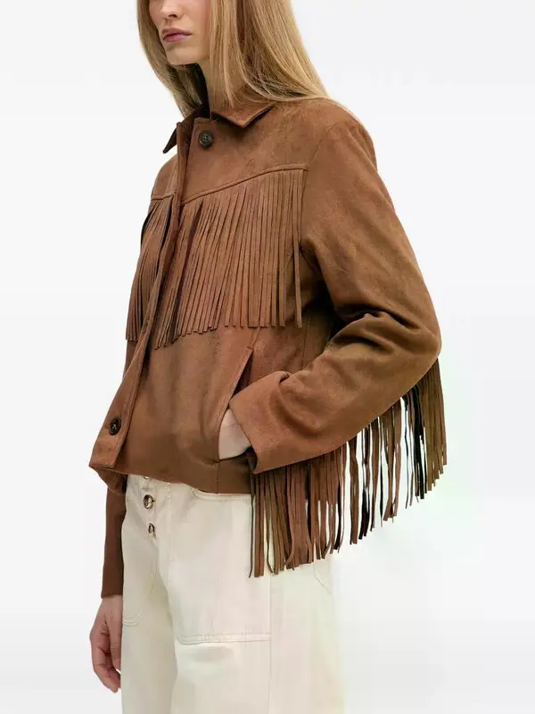 Dkny Suede-like Fringe Jacket