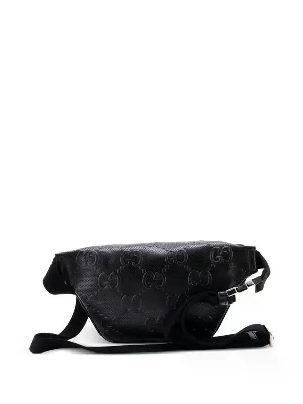 Gucci Gg Embossed Perforated Leather Belt Bag - Black