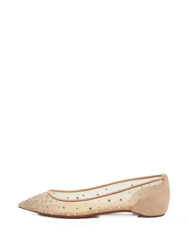 CHRISTIAN LOUBOUTIN Beige Mesh Pointed-toe Ballet Flats - Neutrals