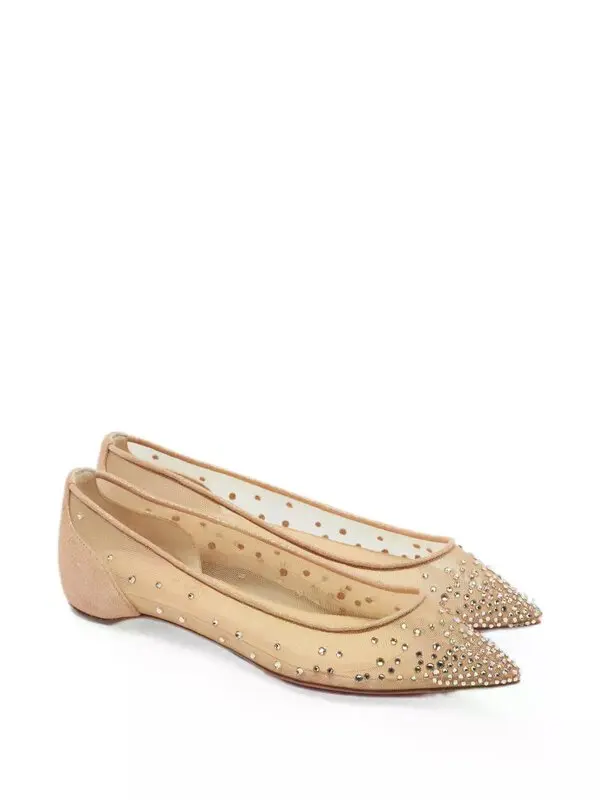 CHRISTIAN LOUBOUTIN Beige Mesh Pointed-toe Ballet Flats