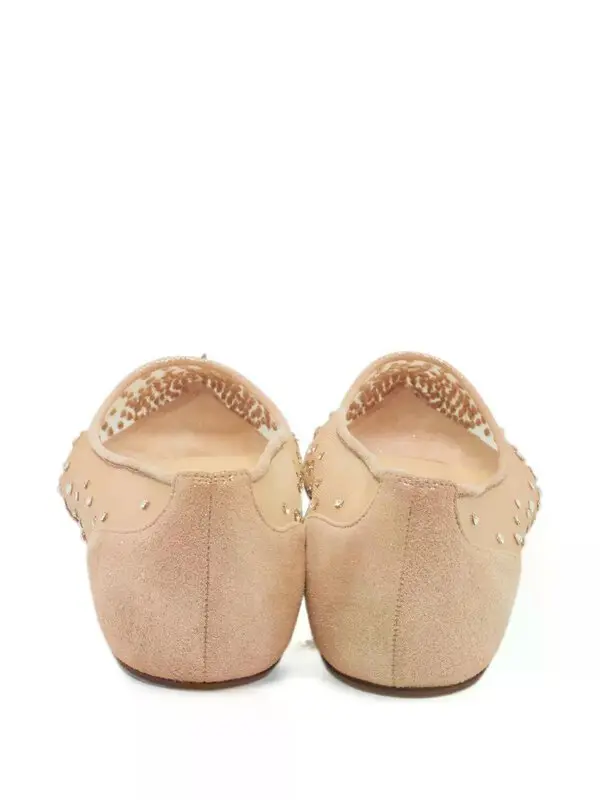 CHRISTIAN LOUBOUTIN Beige Mesh Pointed-toe Ballet Flats